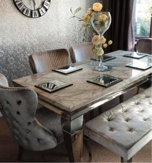 Vienna Dining Table With Lewis Lion Knocker Chairs With Bench – JMD ...